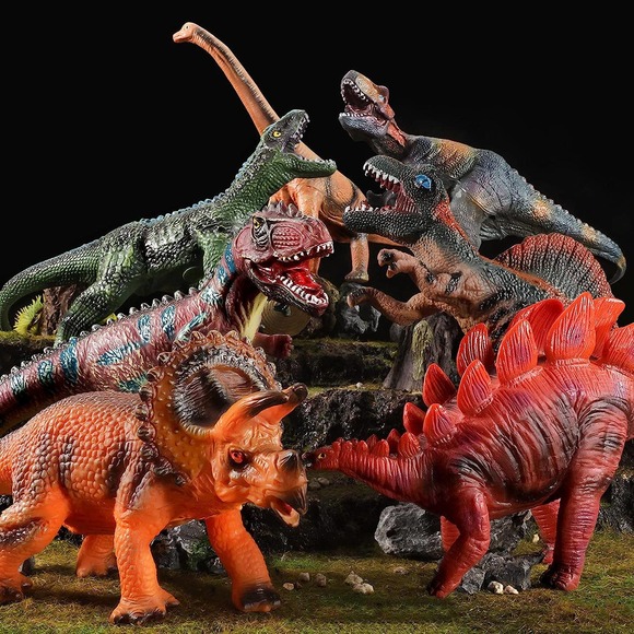 TEMI | Toys | Nib Large Set Of 7 Dinosaurs Pliable Plastic 67 Inches ...